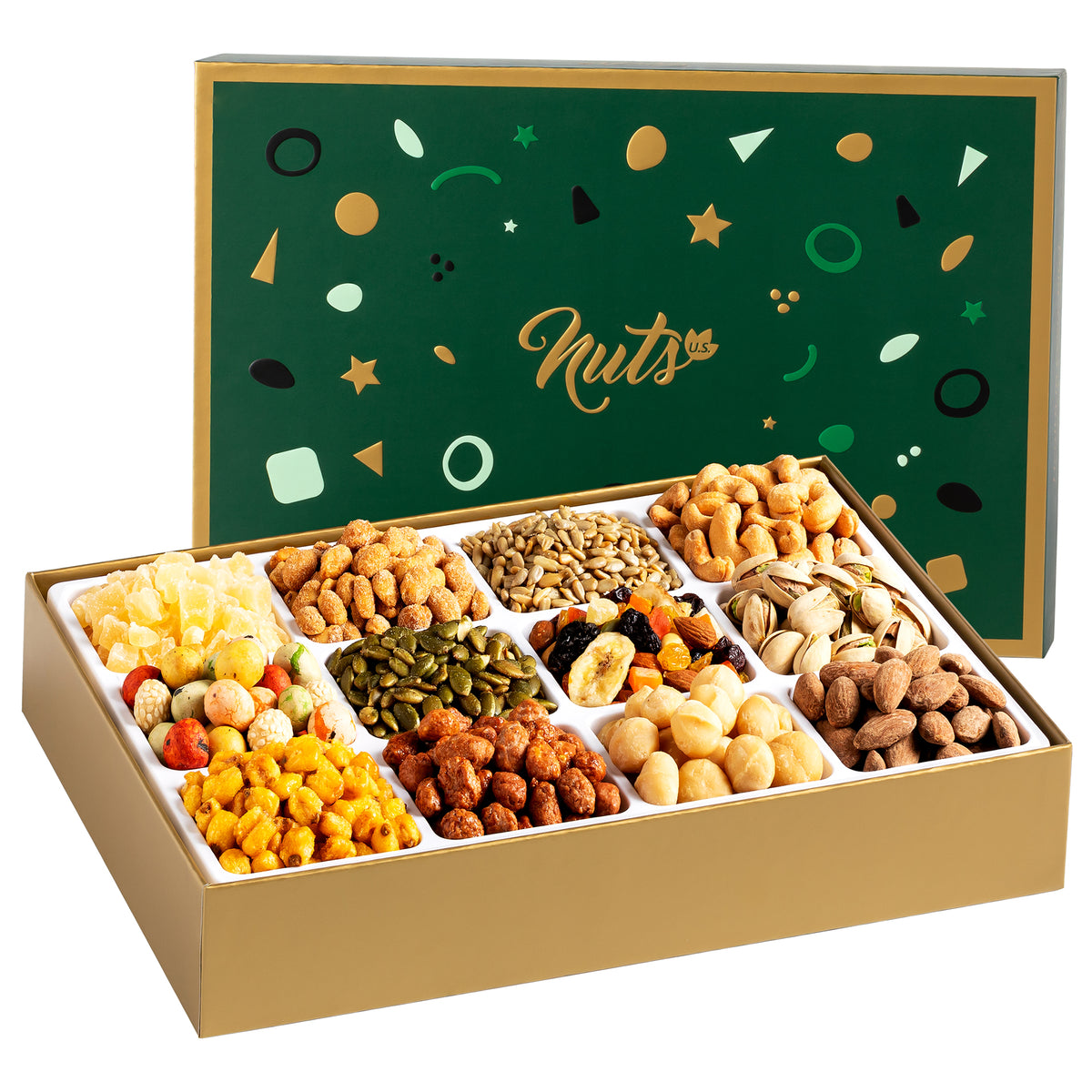 Snack Gift Box | 12-Variety | Almonds, Macadamia, Peanuts, Corn nugget ...